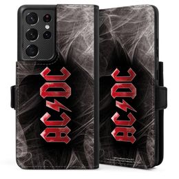 DeinDesign Galaxy S21 Ultra 5G Handy Klapph&uuml;lle Handyh&uuml;lle aus Kunst Leder schwarz Flip Case Merchandise Acdc Logo Sideflip mit Lasche