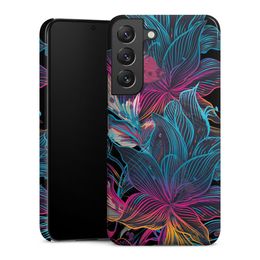 DeinDesign Galaxy S22 Handy Premium Case Smartphone Handyh&uuml;lle Schutzh&uuml;lle gl&auml;nzend Colourful Flowers Neon Premium Case