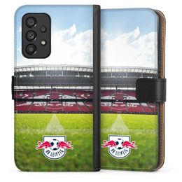 DeinDesign Galaxy A53 5G Handy Klapph&uuml;lle Handyh&uuml;lle aus Kunst Leder schwarz Flip Case Rb Leipzig Stadium Official Licensed Product Sideflip mit langer Lasche