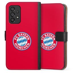 DeinDesign Galaxy A53 5G Handy Klapph&uuml;lle Handyh&uuml;lle aus Kunst Leder schwarz Flip Case Fc Bayern M&uuml;nchen Fcb Logo Sideflip mit langer Lasche