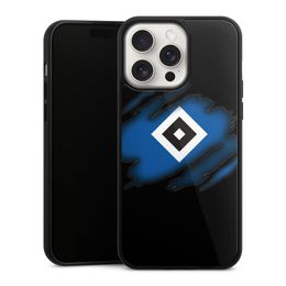 DeinDesign iPhone 15 Pro Max Handy Gallery Case Handyh&uuml;lle 9H Geh&auml;rtetes Glas R&uuml;ckseite H&uuml;lle Official Licensed Product Hsv Hamburger Sv Gallery Case