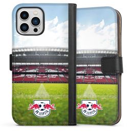DeinDesign iPhone 13 Pro Max Handy Klapph&uuml;lle Handyh&uuml;lle aus Kunst Leder schwarz Flip Case Stadium Rb Leipzig Official Licensed Product Sideflip mit langer 