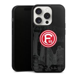 DeinDesign iPhone 15 Pro Handy Gallery Case Handyh&uuml;lle 9H Geh&auml;rtetes Glas R&uuml;ckseite H&uuml;lle Official Licensed Product Logo Fortuna D&uuml;sseldorf Gallery Case