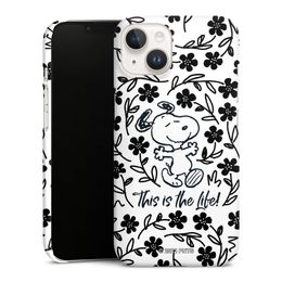 DeinDesign iPhone 14 Handy Premium Case Smartphone Handyh&uuml;lle Schutzh&uuml;lle matt Peanuts Flowers Snoopy Premium Case