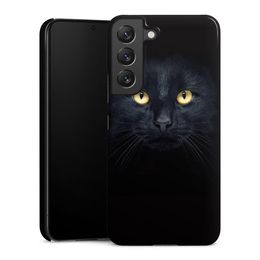 DeinDesign Galaxy S22 Handy Premium Case Smartphone Handyh&uuml;lle Schutzh&uuml;lle gl&auml;nzend Eye Cat Black Premium Case