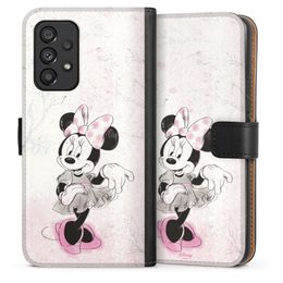 DeinDesign Galaxy A53 5G Handy Klapph&uuml;lle Handyh&uuml;lle aus Kunst Leder schwarz Flip Case Minnie Mouse Vintage Disney Sideflip mit langer Lasche