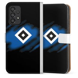 DeinDesign Galaxy A33 5G Handy Klapph&uuml;lle Handyh&uuml;lle aus Kunst Leder wei&szlig; Flip Case Official Licensed Product Hsv Hamburger Sv Sideflip mit Lasche