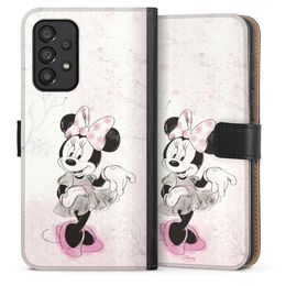 DeinDesign Galaxy A33 5G Handy Klapph&uuml;lle Handyh&uuml;lle aus Kunst Leder schwarz Flip Case Minnie Mouse Vintage Disney Sideflip mit langer Lasche