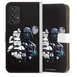 DeinDesign Galaxy A33 5G Handy Klapph&uuml;lle Handyh&uuml;lle aus Kunst Leder wei&szlig; Flip Case Movie Star Wars Weltall Sideflip mit Lasche