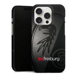 DeinDesign iPhone 15 Pro Handy Premium Case Smartphone Handyh&uuml;lle Schutzh&uuml;lle matt Official Licensed Product Sc Freiburg Metallic Look Premium Case
