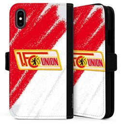 DeinDesign iPhone X Handy Klapph&uuml;lle Handyh&uuml;lle aus Kunst Leder schwarz Flip Case 1. Fc Union Berlin Logo Official Licensed Product Sideflip mit langer Lasche