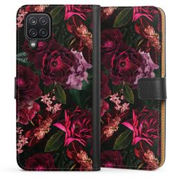 DeinDesign Galaxy A12 Handy Klapph&uuml;lle Handyh&uuml;lle aus Kunst Leder schwarz Flip Case Flowers Blossom Rose Sideflip mit langer Lasche