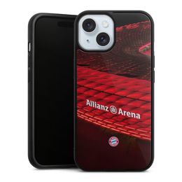 DeinDesign iPhone 15 Handy Gallery Case Handyh&uuml;lle 9H Geh&auml;rtetes Glas R&uuml;ckseite H&uuml;lle Fc Bayern M&uuml;nchen Stadium Fcb Gallery Case