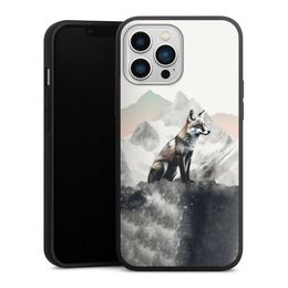 DeinDesign iPhone 13 Pro Max Handy Premium Silikon H&uuml;lle Handyh&uuml;lle schwarz Case Nature Mountain Fox Silikon Premium Case