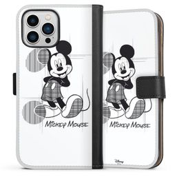 DeinDesign iPhone 13 Pro Max Handy Klapph&uuml;lle Handyh&uuml;lle aus Kunst Leder schwarz Flip Case Mickey Mouse Disney Official Licensed Product Sideflip mit langer 