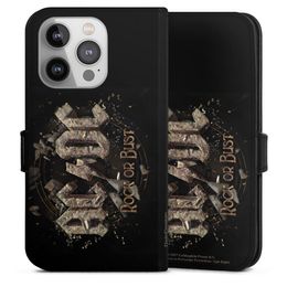 DeinDesign iPhone 14 Pro Handy Klapph&uuml;lle Handyh&uuml;lle aus Kunst Leder schwarz Flip Case Rock Or Bust Official Licensed Product Acdc Sideflip mit langer Lasche