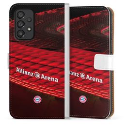 DeinDesign Galaxy A33 5G Handy Klapph&uuml;lle Handyh&uuml;lle aus Kunst Leder wei&szlig; Flip Case Fcb Stadium Fc Bayern M&uuml;nchen Sideflip mit Lasche