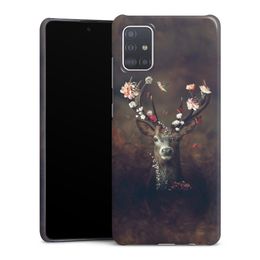 DeinDesign Galaxy A51 Handy Premium Case Smartphone Handyh&uuml;lle Schutzh&uuml;lle gl&auml;nzend Reindeer Flowers Rehe Premium Case