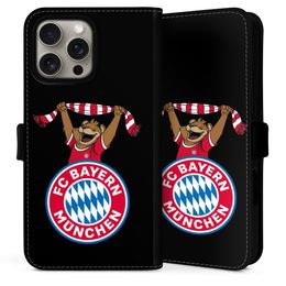 DeinDesign iPhone 16 Pro Handy Klapph&uuml;lle Handyh&uuml;lle aus Kunst Leder schwarz Flip Case Bernie Official Licensed Product Fc Bayern M&uuml;nchen Sideflip mit Lasche