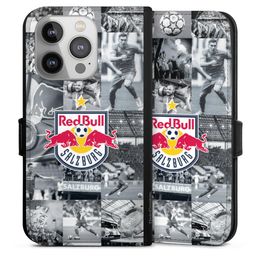 DeinDesign iPhone 14 Pro Handy Klapph&uuml;lle Handyh&uuml;lle aus Kunst Leder schwarz Flip Case Salzburg Red Bull Fc Red Bull Salzburg Sideflip mit langer Lasche