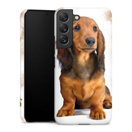 DeinDesign Galaxy S22 Handy Premium Case Smartphone Handyh&uuml;lle Schutzh&uuml;lle gl&auml;nzend Pet Dachshund Dog Premium Case