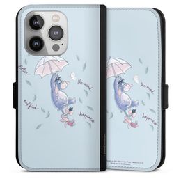 DeinDesign iPhone 14 Pro Handy Klapph&uuml;lle Handyh&uuml;lle aus Kunst Leder schwarz Flip Case Official Licensed Product Winnie The Pooh Eeyore Disney Sideflip mit 