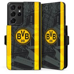 DeinDesign Galaxy S21 Ultra 5G Handy Klapph&uuml;lle Handyh&uuml;lle aus Kunst Leder schwarz Flip Case Bvb Borussia Dortmund Stadium Sideflip mit Lasche