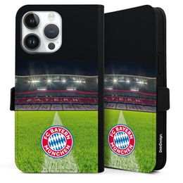 DeinDesign iPhone 14 Pro Max Handy Klapph&uuml;lle Handyh&uuml;lle aus Kunst Leder schwarz Flip Case Stadium Fc Bayern M&uuml;nchen Fcb Sideflip mit Lasche