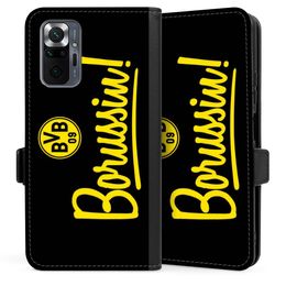 DeinDesign Xiaomi Redmi Note 10 Pro Handy Klapph&uuml;lle Handyh&uuml;lle aus Kunst Leder schwarz Flip Case Borussia Dortmund Soccer Bvb Sideflip mit langer Lasche