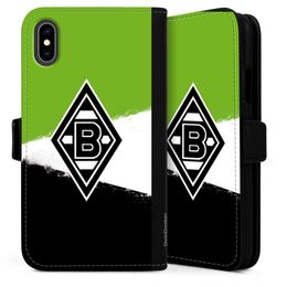 DeinDesign iPhone X Handy Klapph&uuml;lle Handyh&uuml;lle aus Kunst Leder schwarz Flip Case Borussia M&ouml;nchengladbach Bmg Official Licensed Product Sideflip mit langer 