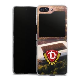 DeinDesign Galaxy Z Flip 5 Handy Hard Case Schutzh&uuml;lle transparent Smartphone Handy H&uuml;lle Stadium Sg Dynamo Dresden Sgd Hard Case