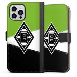DeinDesign iPhone 13 Pro Max Handy Klapph&uuml;lle Handyh&uuml;lle aus Kunst Leder schwarz Flip Case Borussia M&ouml;nchengladbach Bmg Official Licensed Product Sideflip mit 