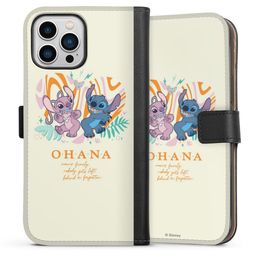 DeinDesign iPhone 13 Pro Max Handy Klapph&uuml;lle Handyh&uuml;lle aus Kunst Leder schwarz Flip Case Official Licensed Product Lilo & Stitch Disney Sideflip mit langer 