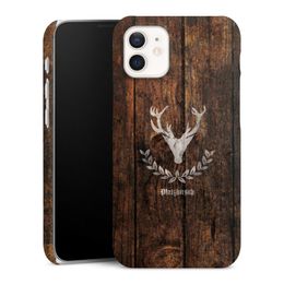 DeinDesign iPhone 12 mini Handy Premium Case Smartphone Handyh&uuml;lle Schutzh&uuml;lle matt Wooden Look Deer Wood Premium Case