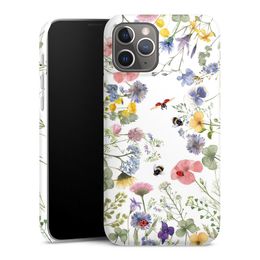 DeinDesign iPhone 12 Pro Handy Premium Case Smartphone Handyh&uuml;lle Schutzh&uuml;lle gl&auml;nzend Flowers Bee Muster Premium Case
