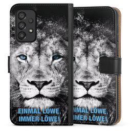DeinDesign Galaxy A33 5G Handy Klapph&uuml;lle Handyh&uuml;lle aus Kunst Leder schwarz Flip Case Tsv 1860 M&uuml;nchen Official Licensed Product Lion Sideflip mit langer Lasche