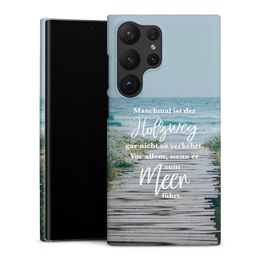 DeinDesign Galaxy S23 Ultra Handy Premium Case Smartphone Handyh&uuml;lle Schutzh&uuml;lle matt Spruch Beach Statement Premium Case