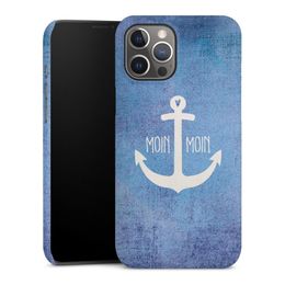 DeinDesign iPhone 12 Pro Max Handy Premium Case Smartphone Handyh&uuml;lle Schutzh&uuml;lle matt Anchor Maritim Blue Premium Case