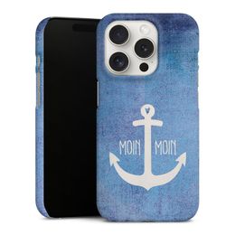 DeinDesign iPhone 15 Pro Handy Premium Case Smartphone Handyh&uuml;lle Schutzh&uuml;lle matt Anchor Maritim Blue Premium Case