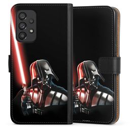 DeinDesign Galaxy A53 5G Handy Klapph&uuml;lle Handyh&uuml;lle aus Kunst Leder schwarz Flip Case Darth Vader Merchandise Star Wars Sideflip mit langer Lasche