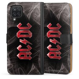 DeinDesign Galaxy A12 Handy Klapph&uuml;lle Handyh&uuml;lle aus Kunst Leder schwarz Flip Case Merchandise Acdc Logo Sideflip mit langer Lasche