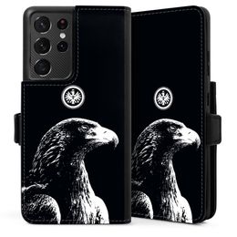 DeinDesign Galaxy S21 Ultra 5G Handy Klapph&uuml;lle Handyh&uuml;lle aus Kunst Leder schwarz Flip Case Attila Official Licensed Product Eintracht Frankfurt Sideflip mit 