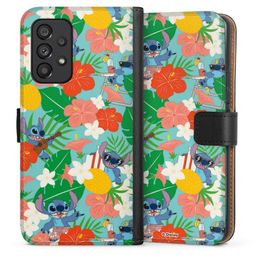 DeinDesign Galaxy A53 5G Handy Klapph&uuml;lle Handyh&uuml;lle aus Kunst Leder schwarz Flip Case Disney Movie Lilo & Stitch Sideflip mit langer Lasche