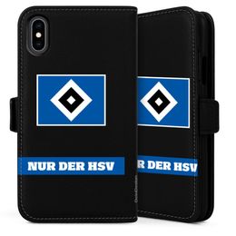 DeinDesign iPhone X Handy Klapph&uuml;lle Handyh&uuml;lle aus Kunst Leder schwarz Flip Case Hamburger Sv Statement Hsv Sideflip mit langer Lasche
