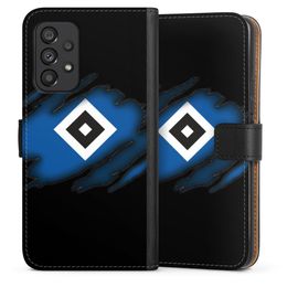DeinDesign Galaxy A53 5G Handy Klapph&uuml;lle Handyh&uuml;lle aus Kunst Leder schwarz Flip Case Official Licensed Product Hsv Hamburger Sv Sideflip mit langer Lasche