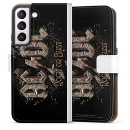 DeinDesign Galaxy S22 Handy Klapph&uuml;lle Handyh&uuml;lle aus Kunst Leder wei&szlig; Flip Case Official Licensed Product Rock Or Bust Acdc Sideflip mit Lasche
