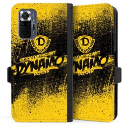 DeinDesign Xiaomi Redmi Note 10 Pro Handy Klapph&uuml;lle Handyh&uuml;lle aus Kunst Leder schwarz Flip Case Logo Official Licensed Product Sg Dynamo Dresden Sideflip mit 
