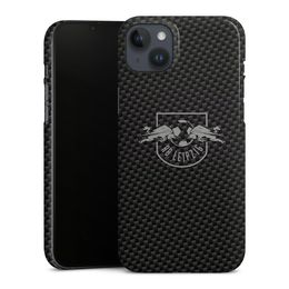 DeinDesign iPhone 14 Plus Handy Premium Case Smartphone Handyh&uuml;lle Schutzh&uuml;lle gl&auml;nzend Rb Leipzig Carbon Metallic Look Premium Case
