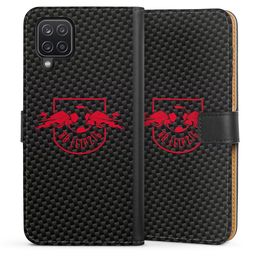 DeinDesign Galaxy A12 Handy Klapph&uuml;lle Handyh&uuml;lle aus Kunst Leder schwarz Flip Case Rb Leipzig Official Licensed Product Carbon Sideflip mit langer Lasche