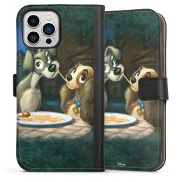 DeinDesign iPhone 13 Pro Max Handy Klapph&uuml;lle Handyh&uuml;lle aus Kunst Leder schwarz Flip Case Lady And The Tramp Disney Official Licensed Product Sideflip mit 